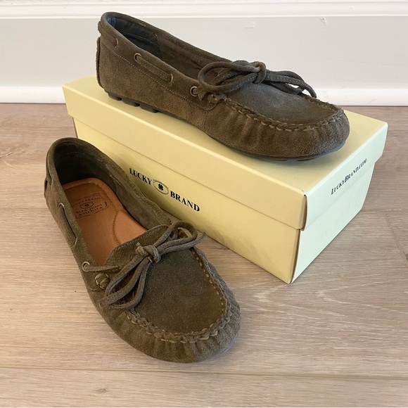 Shoes | Lucky Brand Darice Suede Moccasins Olive Green | Poshmark